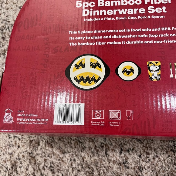 Peanuts | Dining | Peanuts 5 Piece Bamboo Kids Dinnerware Set Charlie ...